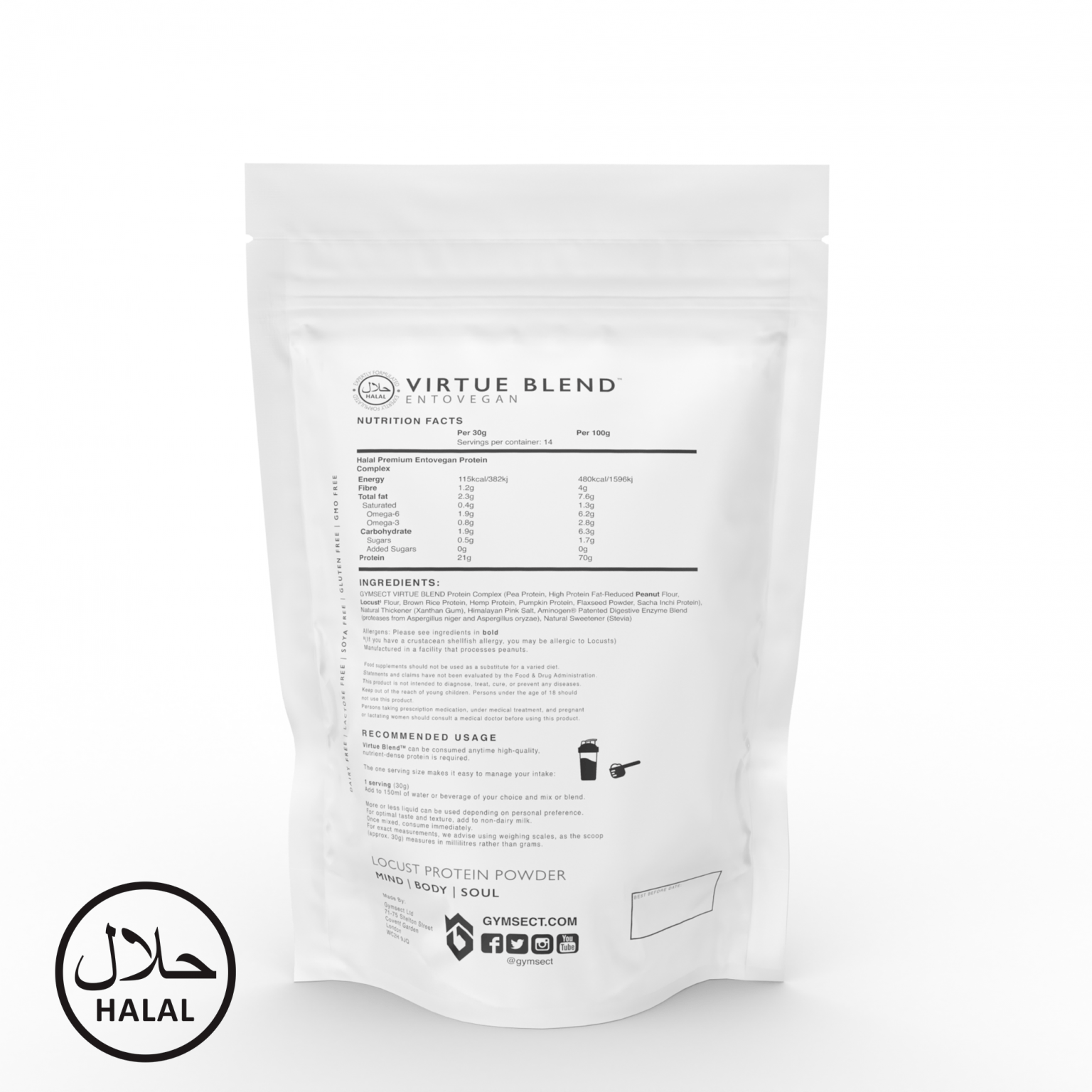 Halal Protein Powder | GYMSECT VIRTUE BLEND | Locust insect Powder